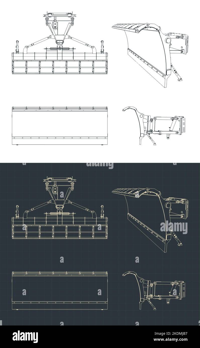 Stylized vector illustration of blueprints of snow plow Stock Vector ...