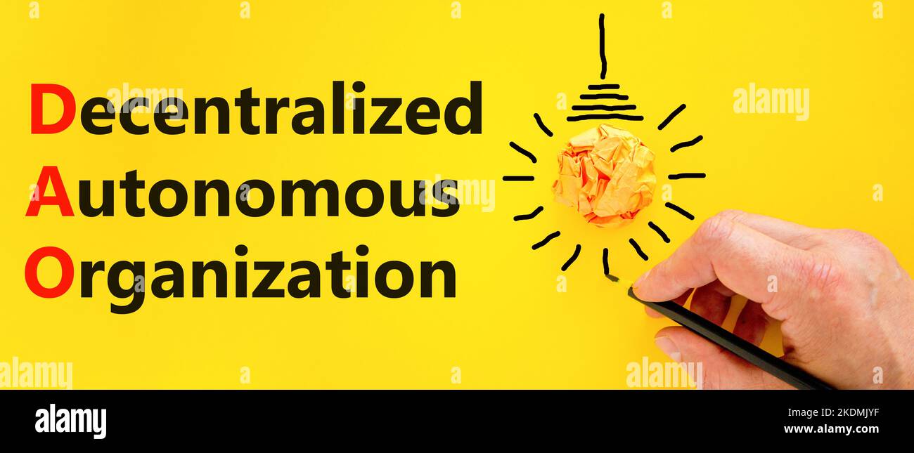 DAO decentralized autonomous organization symbol. Concept words DAO ...