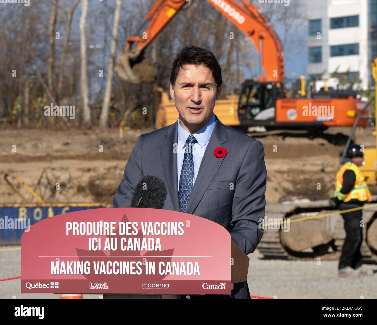 Prime Minister Justin Trudeau speaks at the official groundbreaking ...
