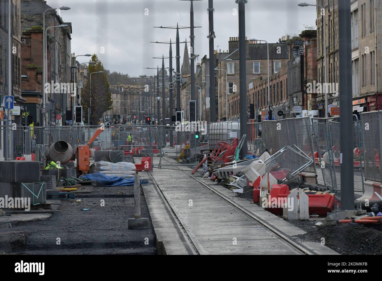 Edinburgh Scotland, UK 07 November 2022. Tram works on Leith Walk ...