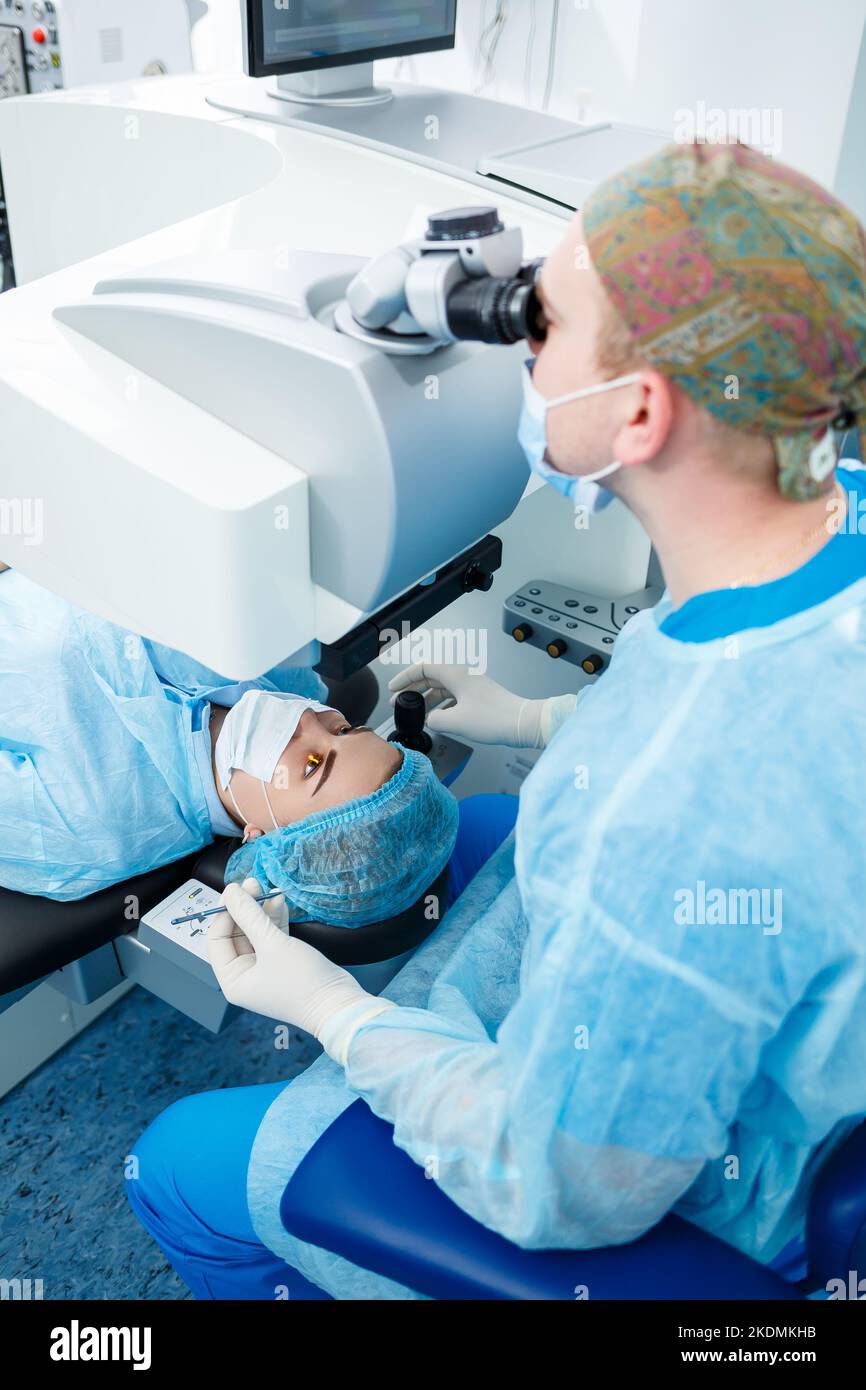 Medical laser eye correction. Medicine technology eye operation Stock ...