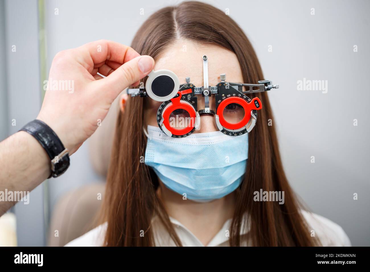 Clinic optometry instrument. Eyesight medical professional correction ...