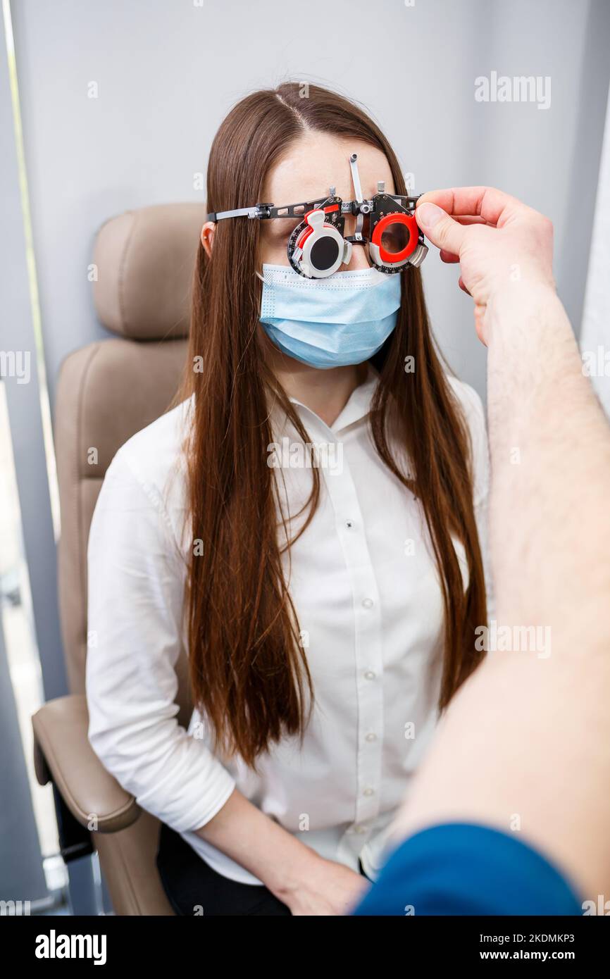 Clinic optometry instrument. Eyesight medical professional correction ...