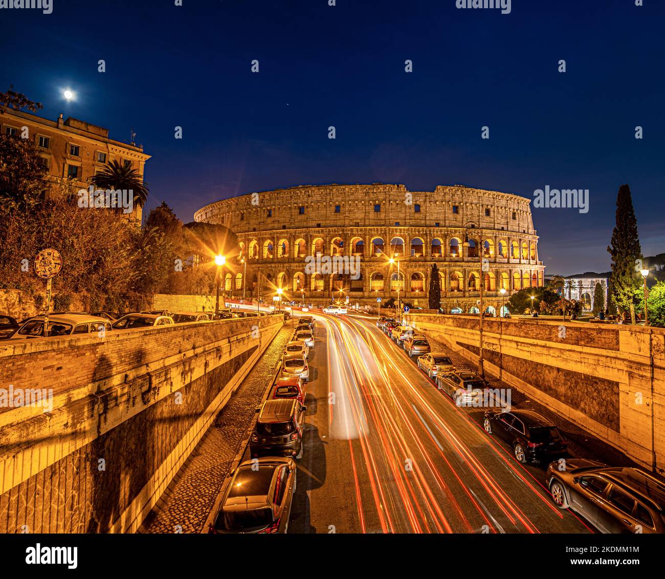 Colosseum by night , the largest ancient amphitheatre ever built, Long ...