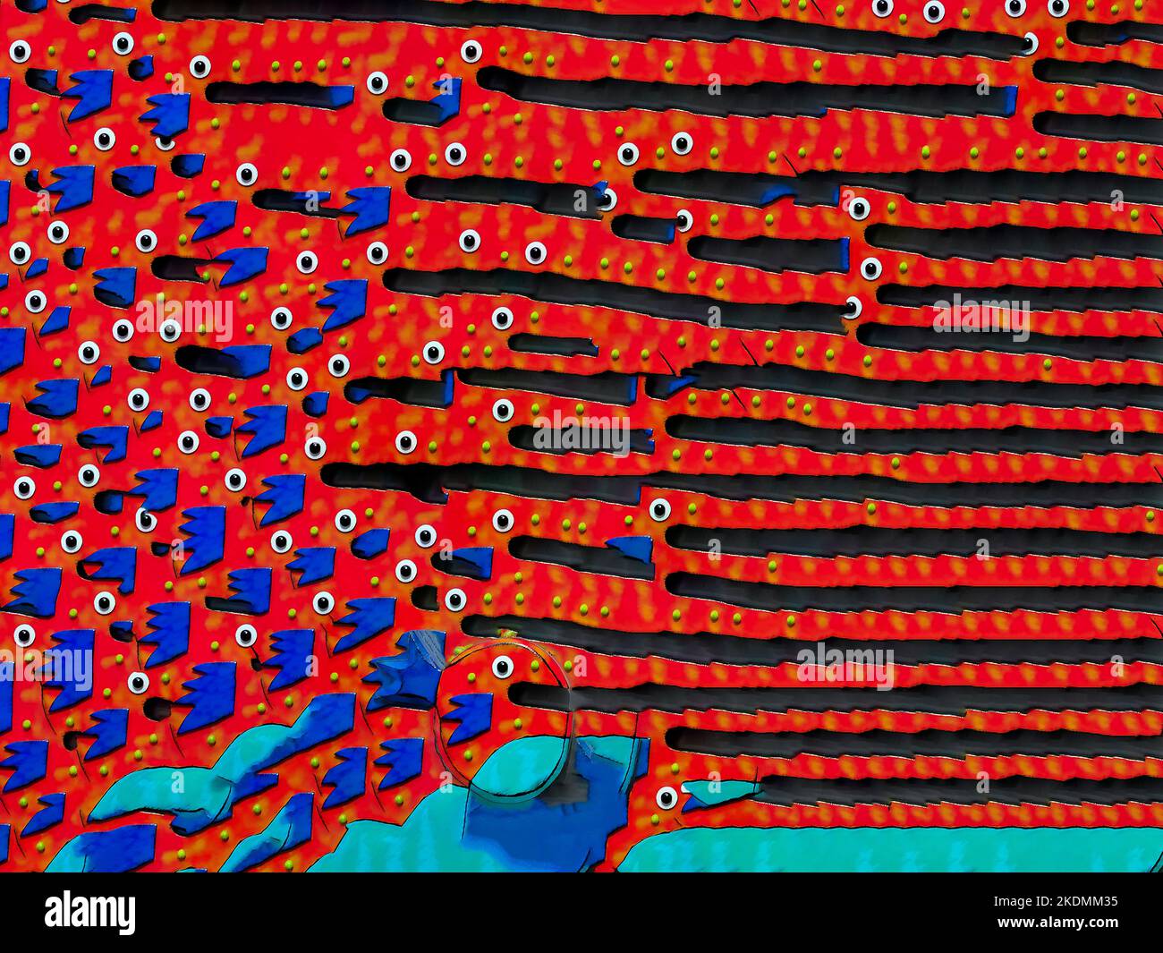 abstract fish design with white eyes and black horizontal lines Stock ...