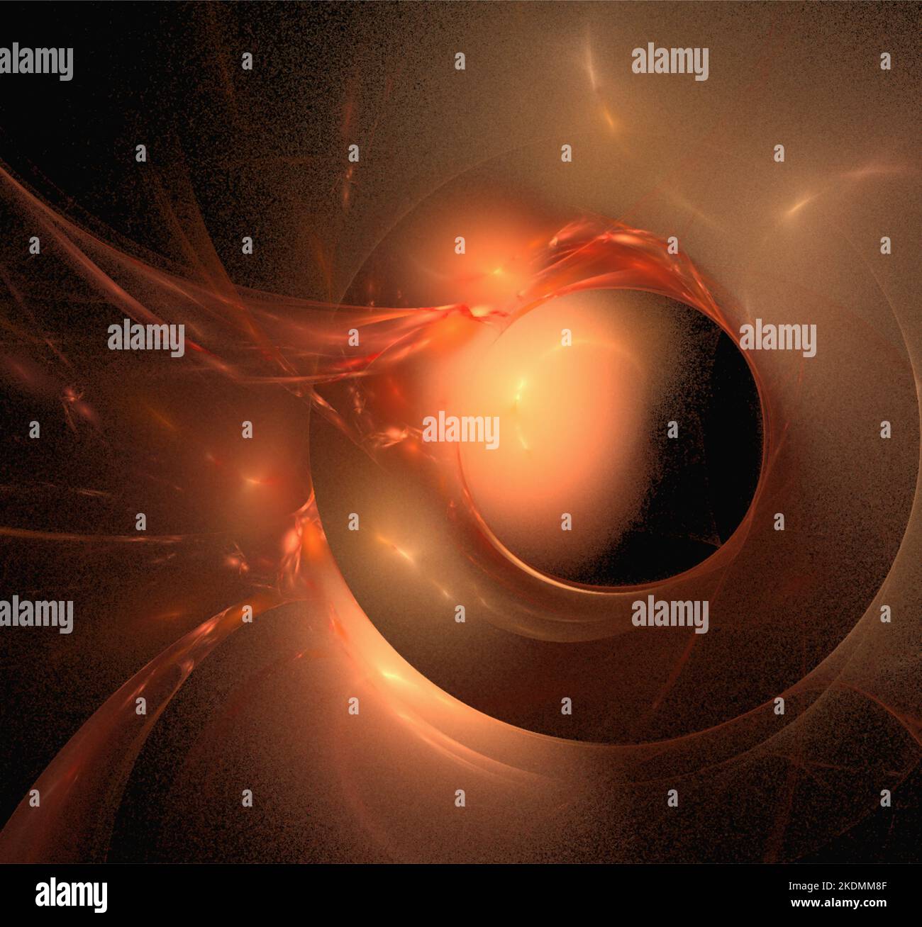 illustration of orange space planet star system, color graphics ...