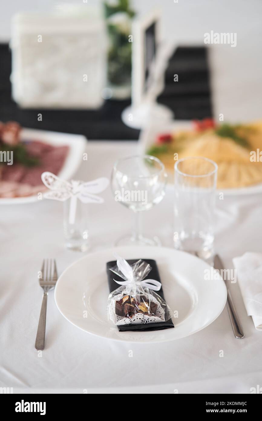 Table set for an event party or wedding reception Stock Photo - Alamy