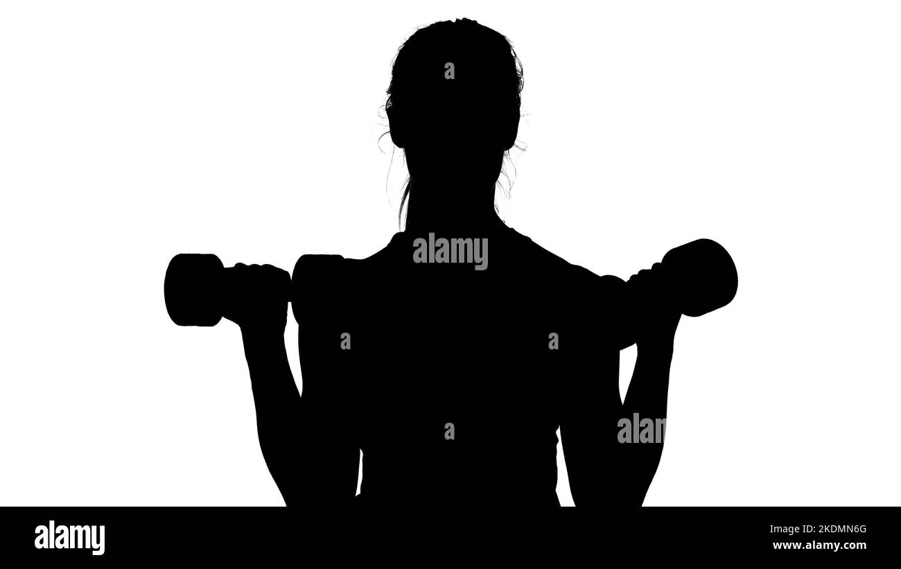 on a white background, a shadow, a black outline of a female figure ...