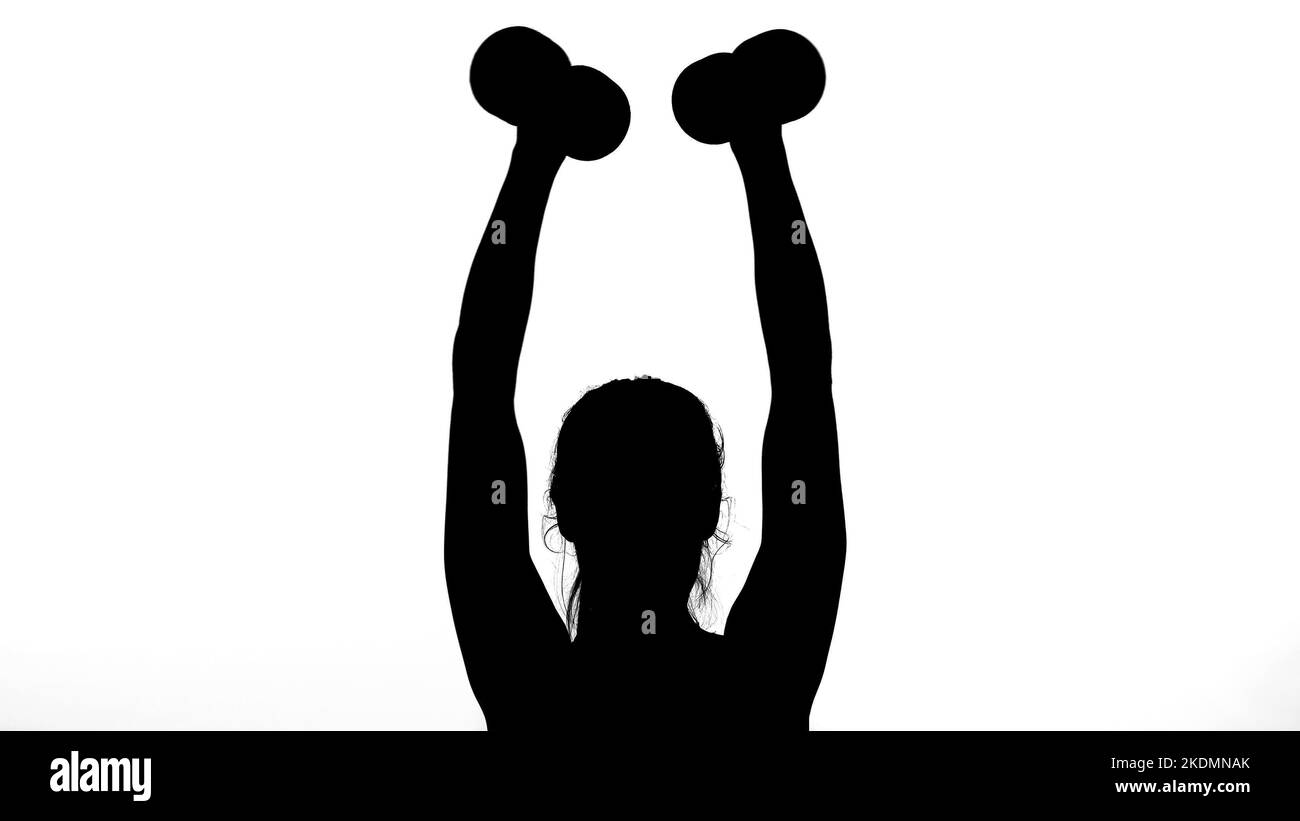 on a white background, a shadow, a black outline of a female figure ...