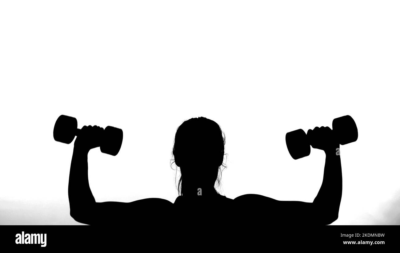 on a white background, a shadow, a black outline of a female figure ...