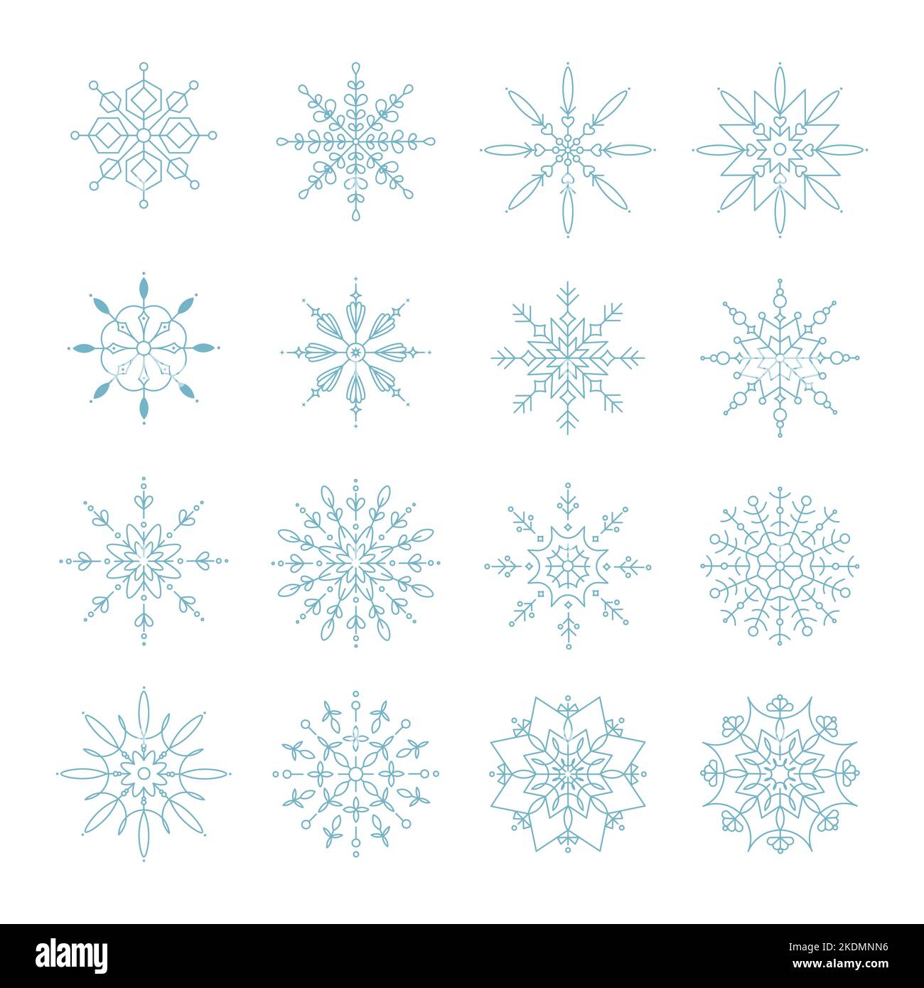 Set of snowflakes, vector elegant outline illustration Stock Vector ...