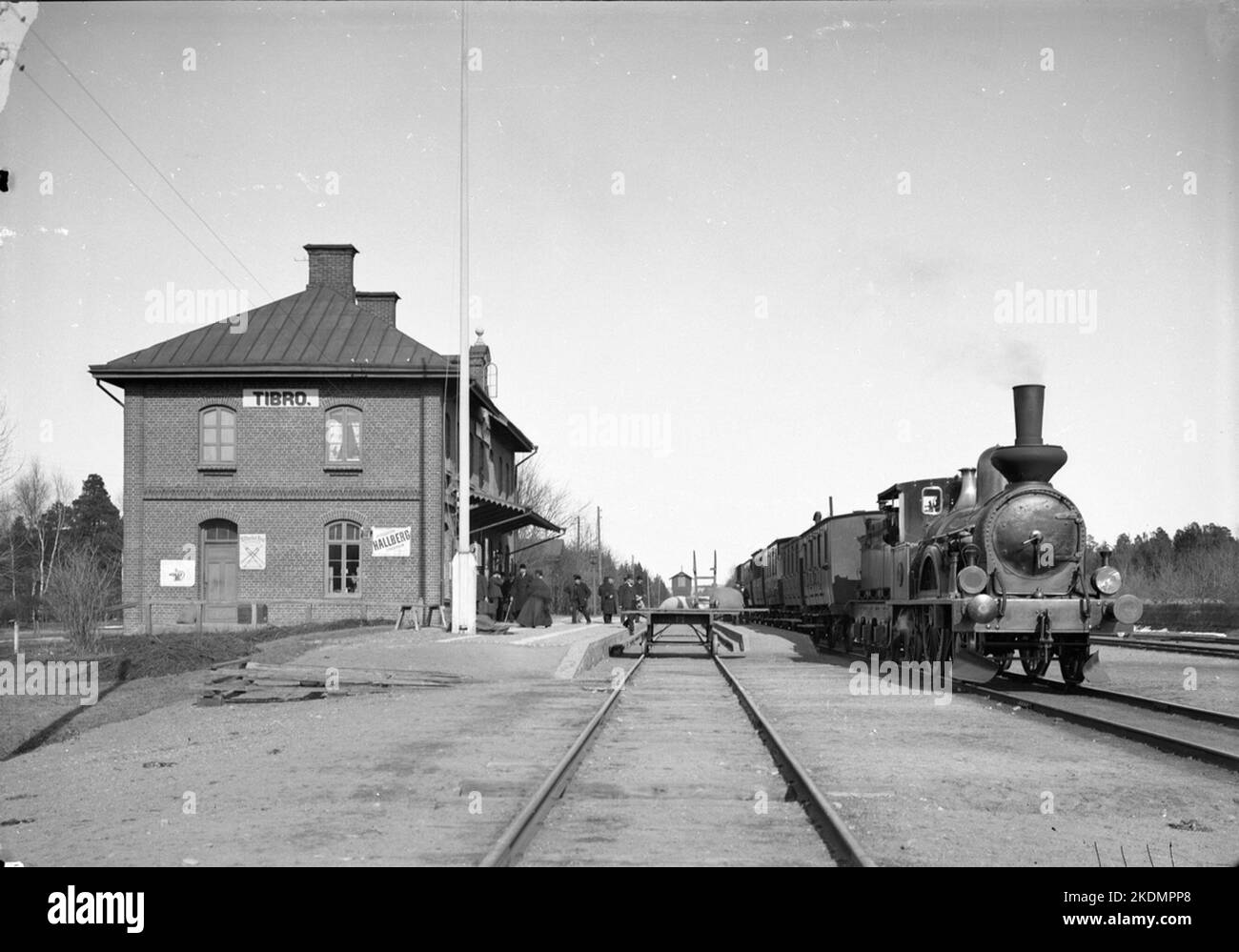 The State Railways, SJ AA 128 with train station house of the Boxholm ...