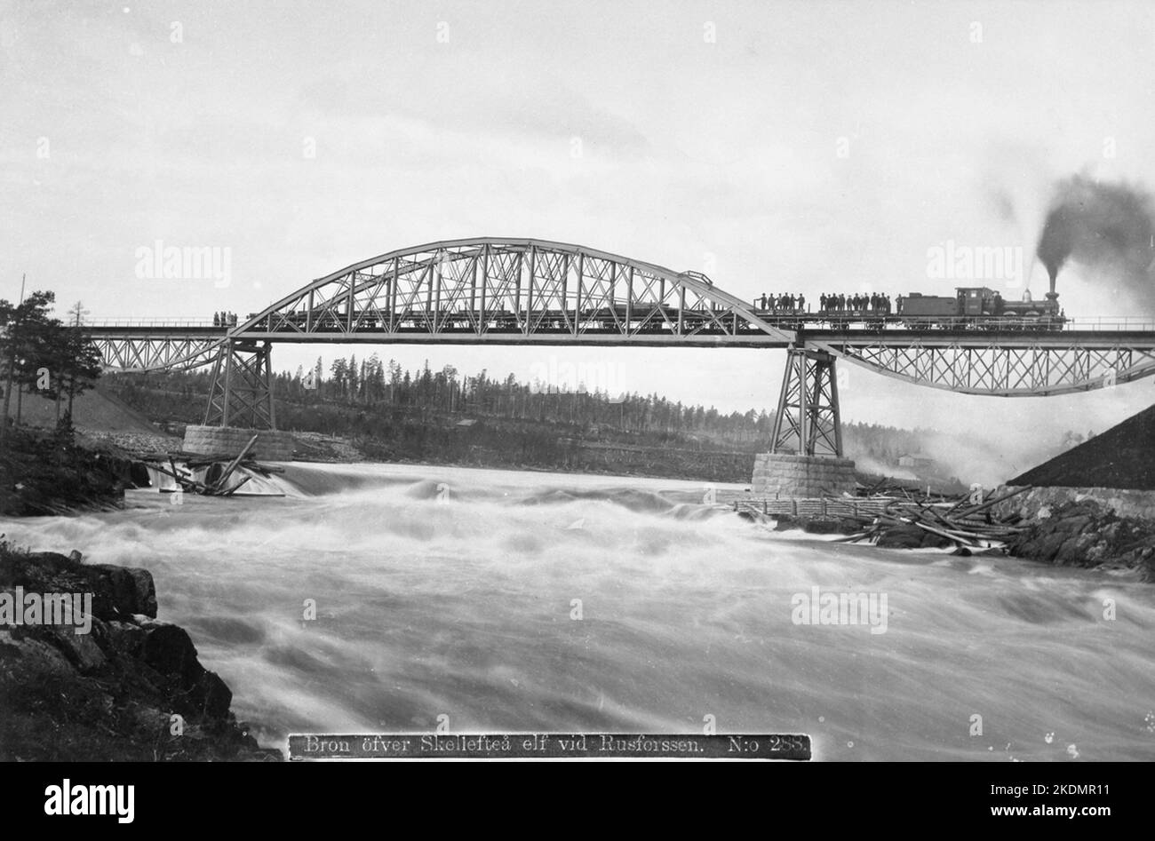The newly constructed bridge over Skellefte River at Kusfors. The ...