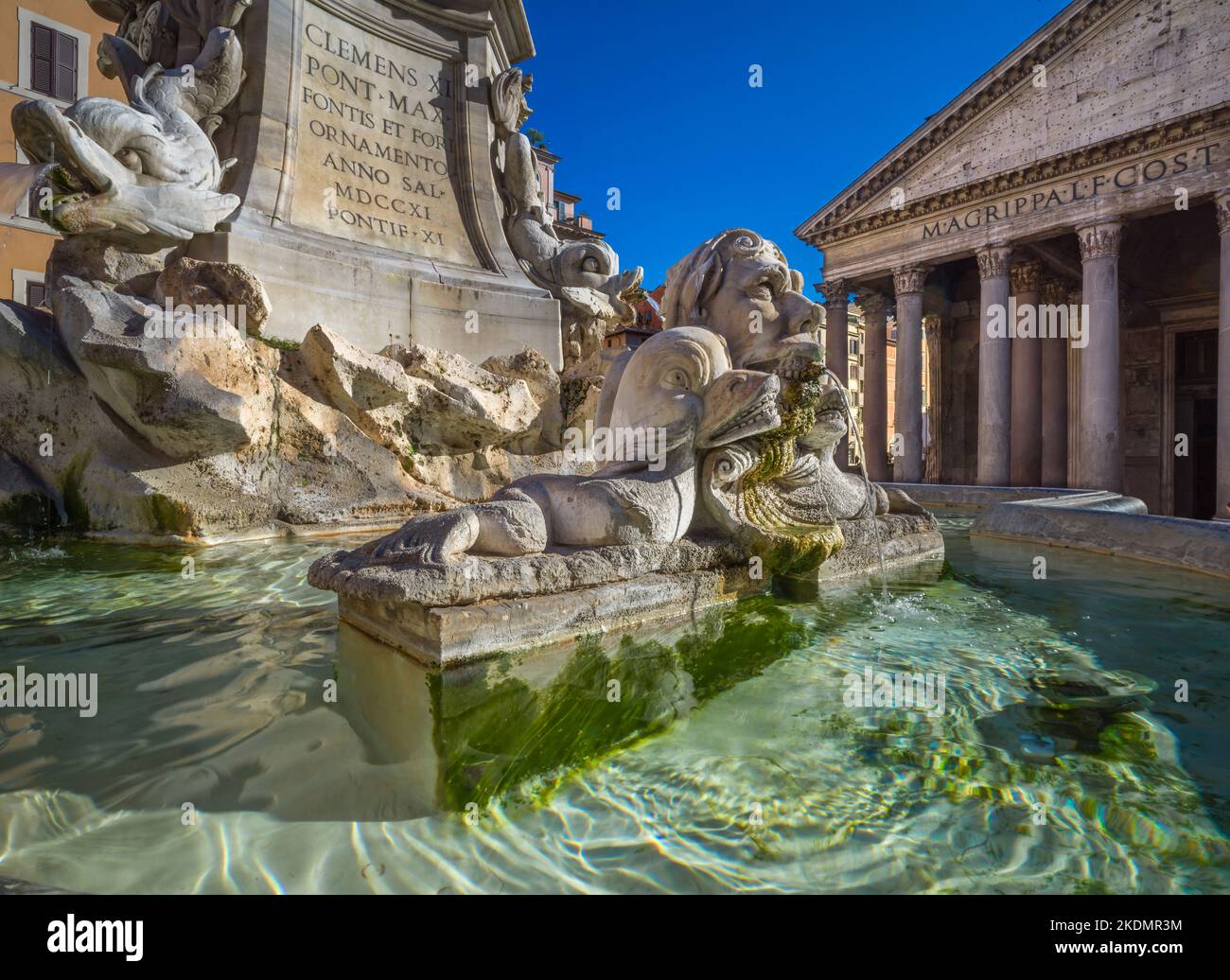 View of the fountain in piazza della Rotonda in front of the Pantheon ...