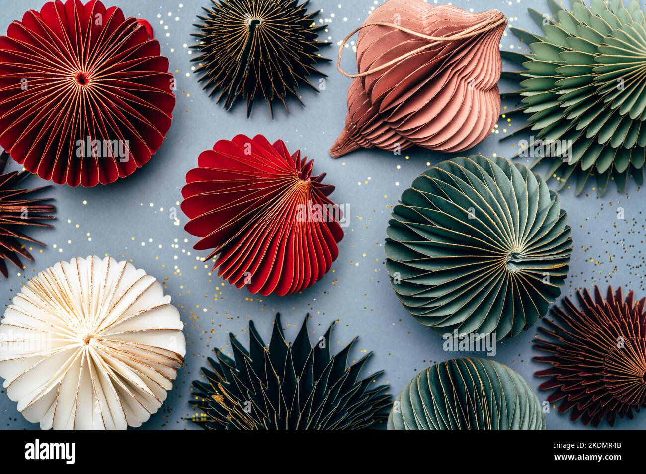 Trendy paper Christmas tree baubles Stock Photo - Alamy