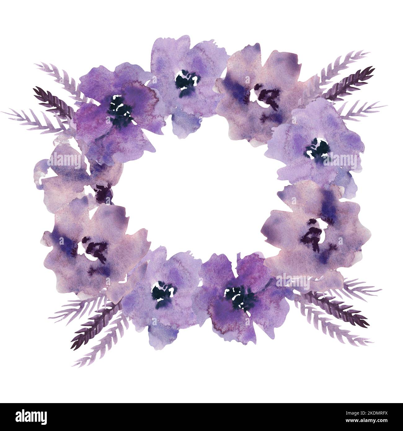 Bouquet. Watercolor wildflowerst. Purple flowers clipart. Floral clip ...