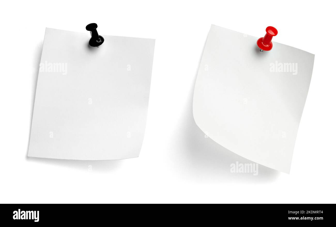 note paper push pin message red white black Stock Photo - Alamy
