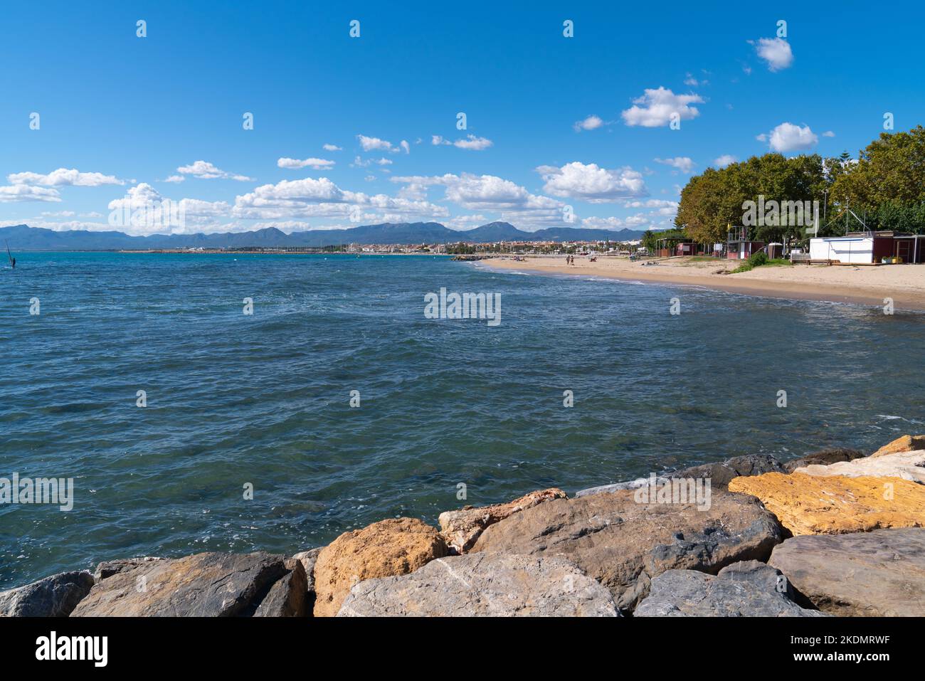 Playa Cavet Cambrils beach and coastline view towards the town Costa ...