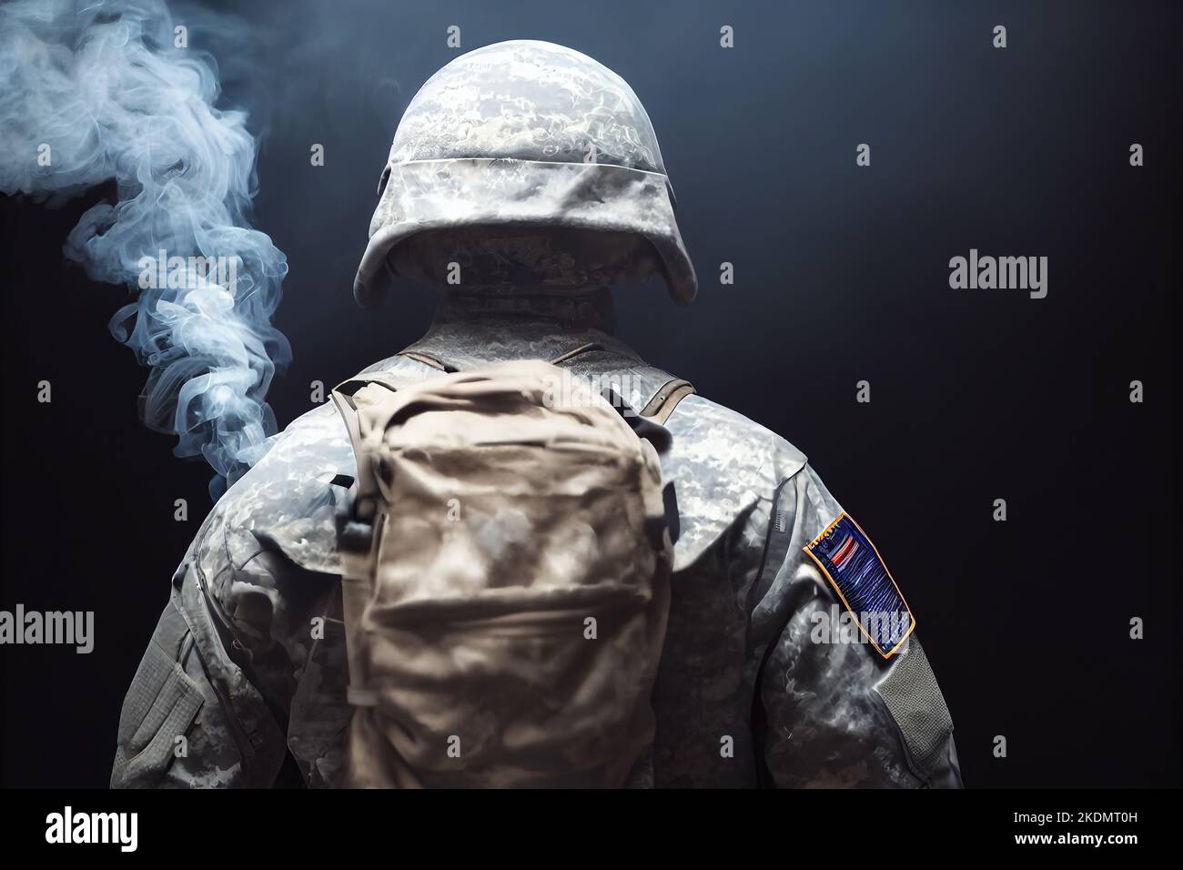 Soldier holding machine gun and looking to fire Stock Photo - Alamy