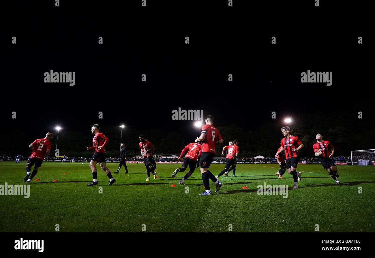 Bracknell Town players warm up before the Emirates FA Cup first round ...