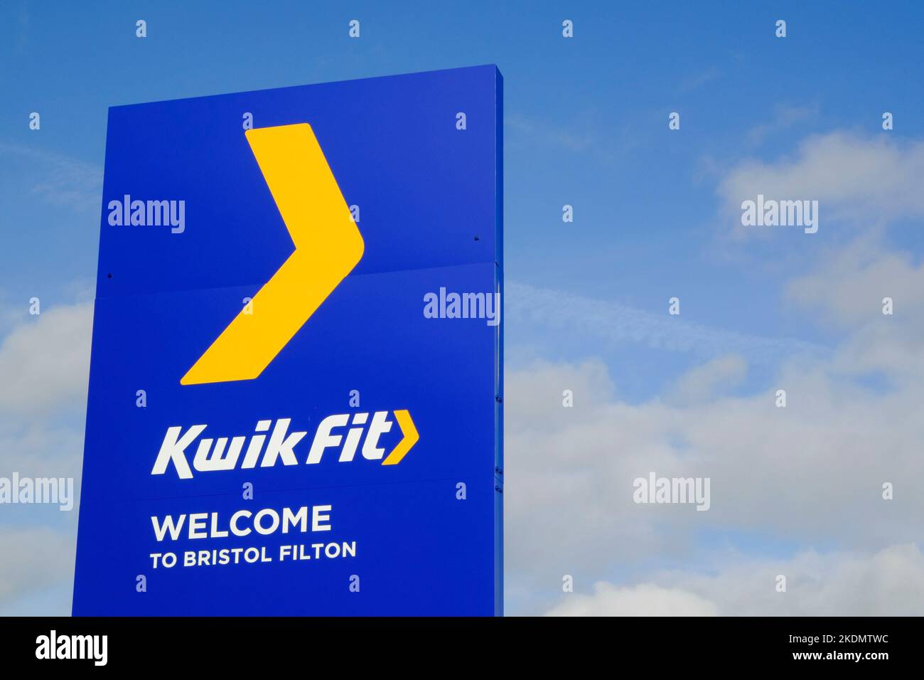 Sign for Kwikfit tyre fitters in Filton Bristol Stock Photo - Alamy