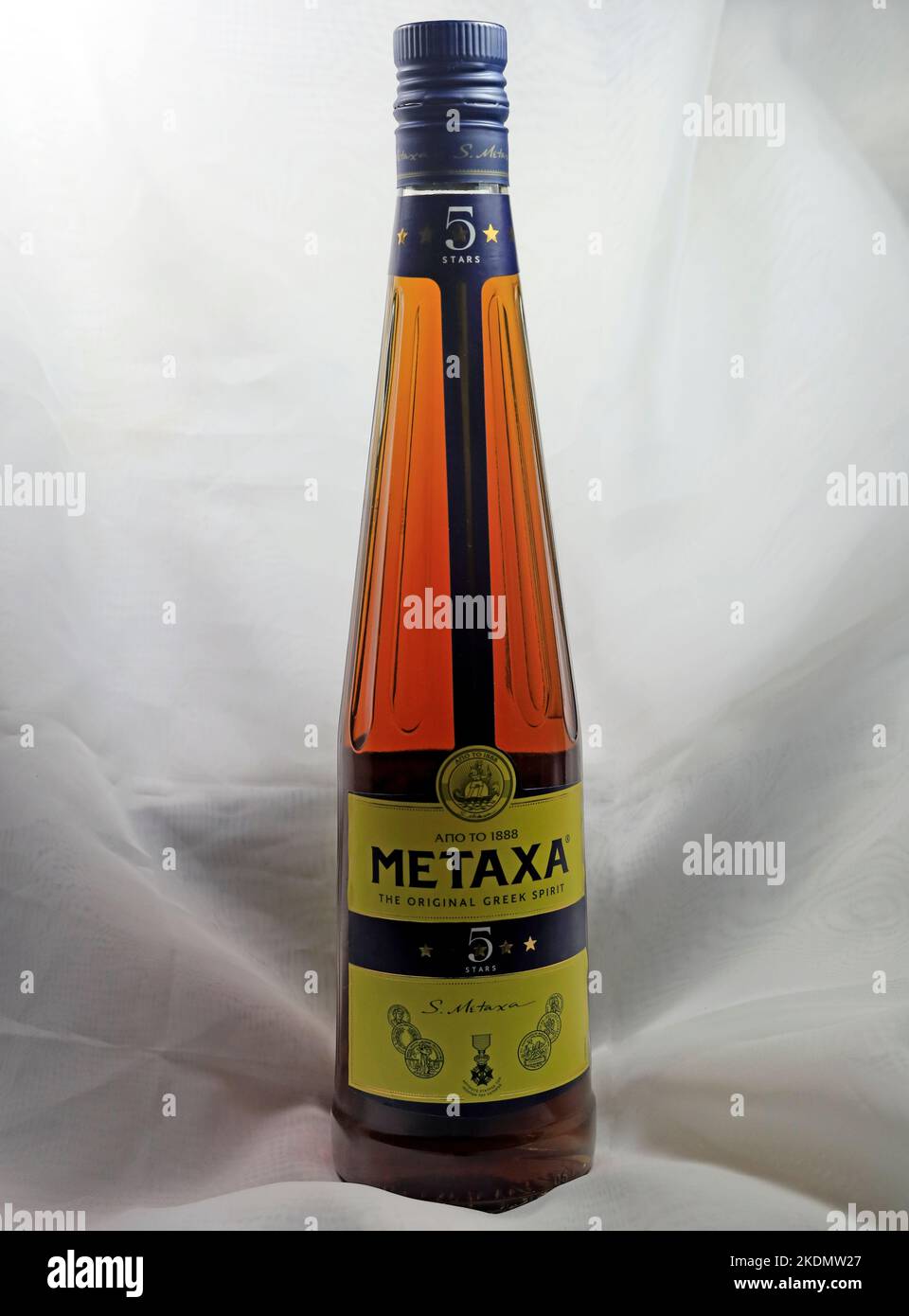 Metaxa brandy bottle. 5 / Five star. Studio set up. November 2022 ...