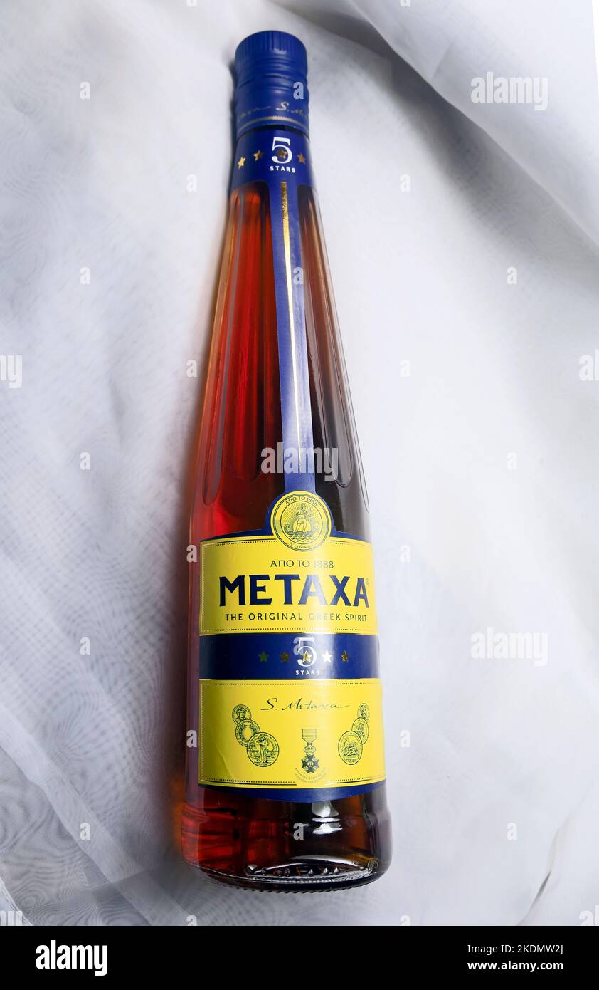 Metaxa brandy bottle. 5 / Five star. Studio set up. November 2022 ...