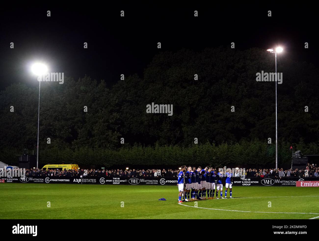 Ipswich Town players line up for a minutes silence ahead of Remembrance ...
