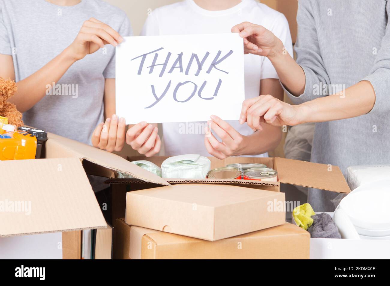 Thank you for donation. Volunteers collecting donations for charity ...