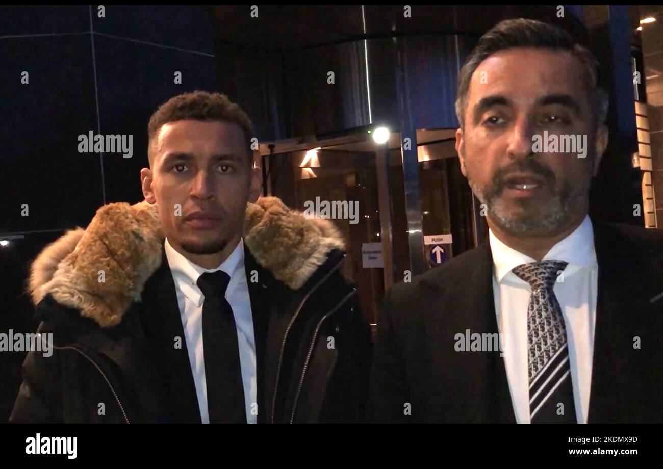 Grab from PA video of Rangers captain James Tavernier (left) with ...