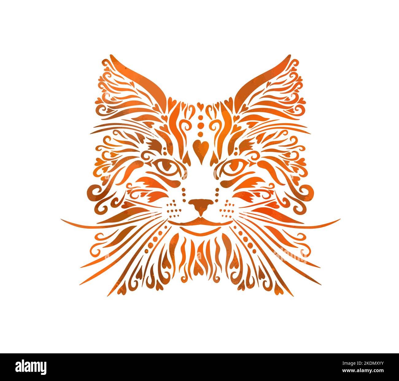 Red cat face. T-shirt print. Vector illustration Stock Vector Image ...