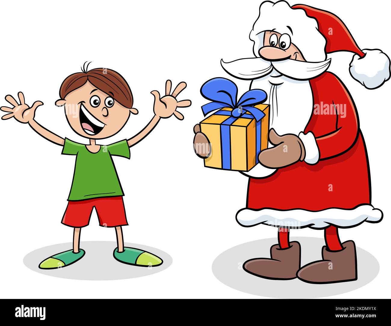 Cartoon illustration of Santa Claus character with giving Christmas ...