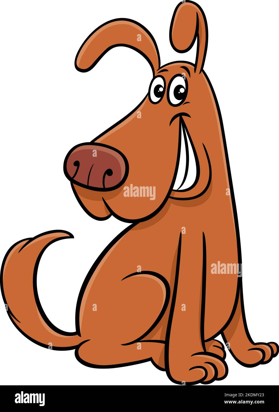 Cartoon illustration of funny brown dog comic animal character Stock ...