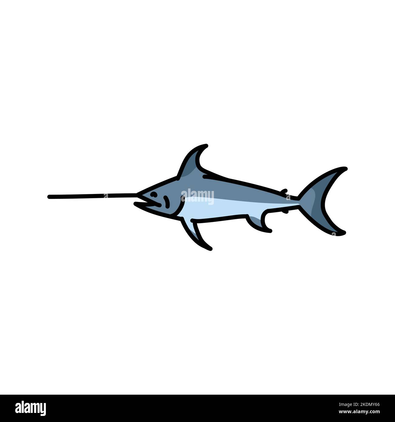 Swordfish color line illustration. Ocean fishes Stock Vector Image ...