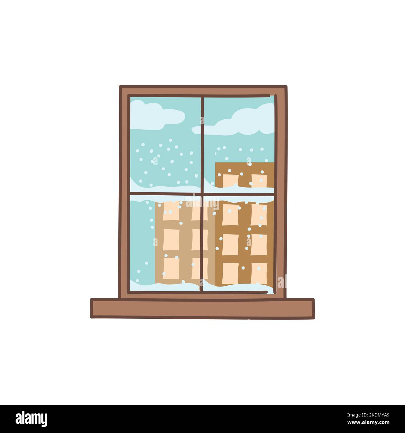 Snow outside the window color line icon. Pictogram for web page Stock ...