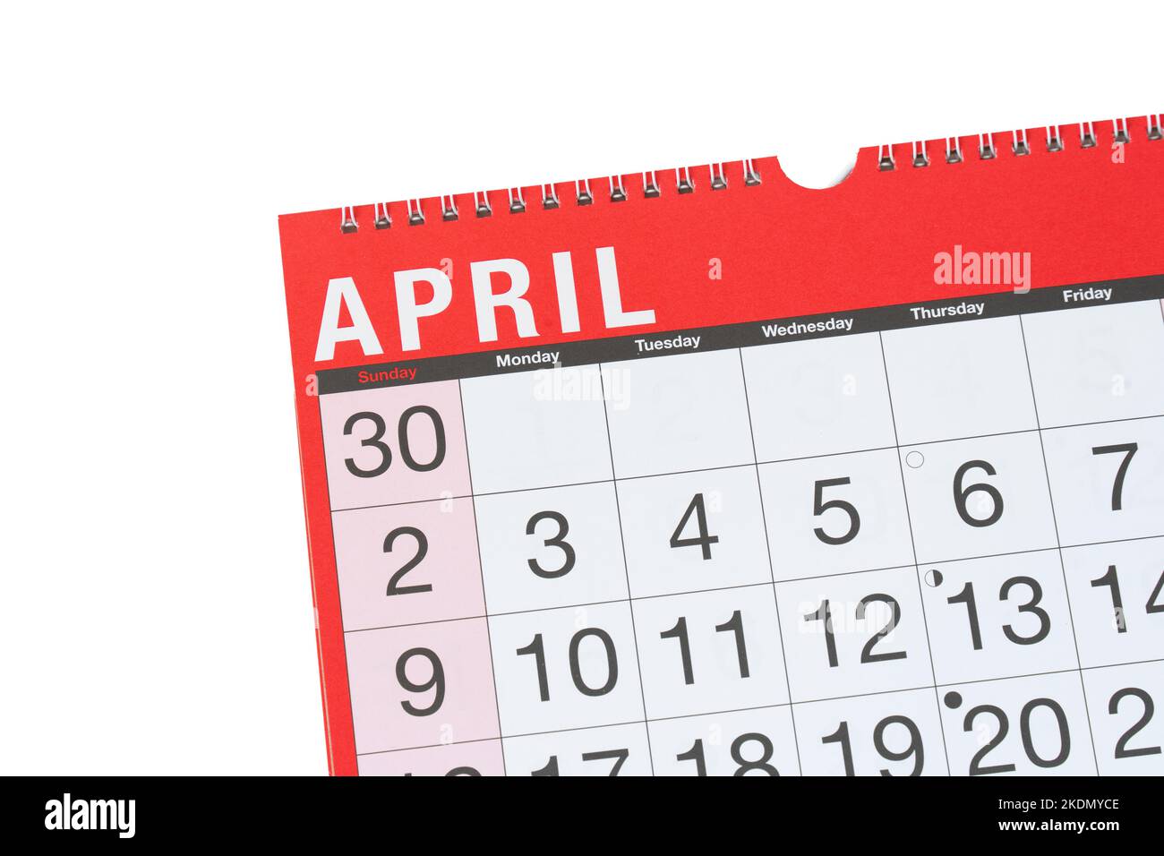 Calendar concept, month and dates with April selected Stock Photo - Alamy