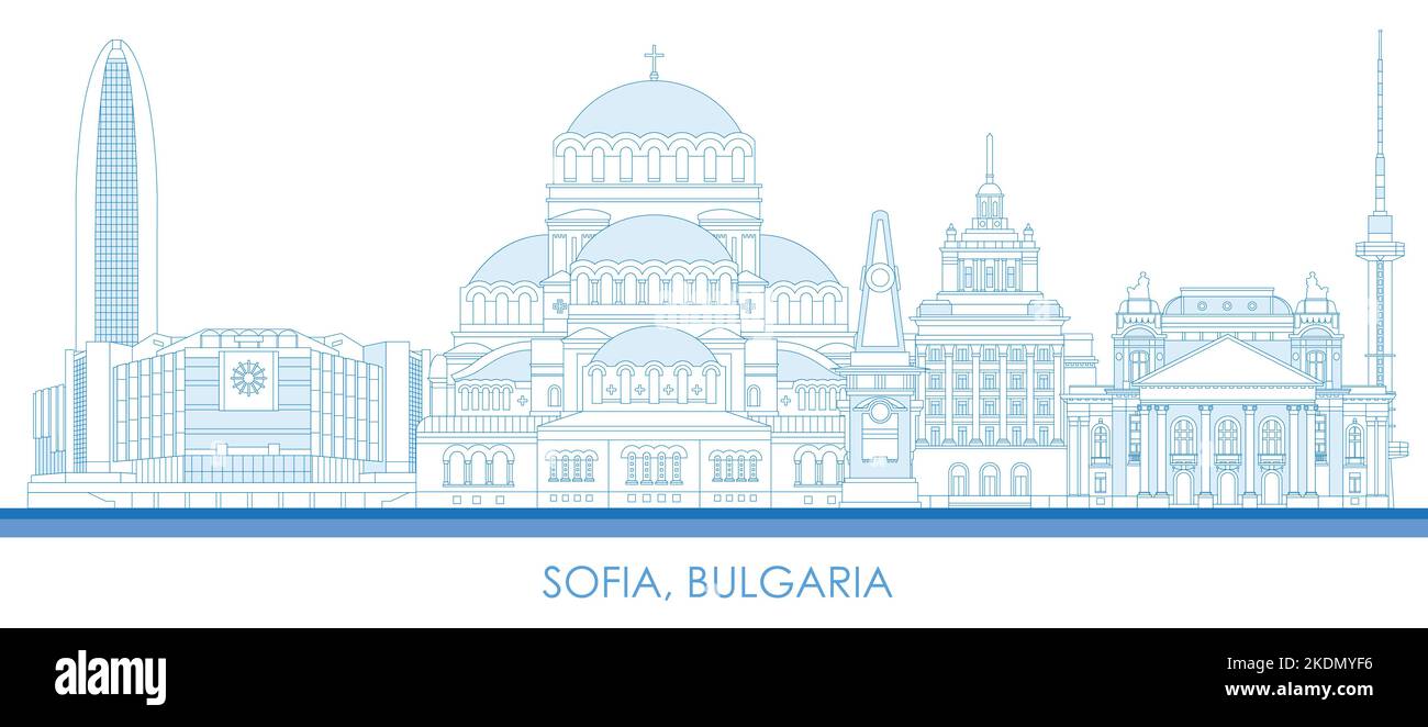 Outline Skyline panorama of city of Sofia, Bulgaria - vector ...