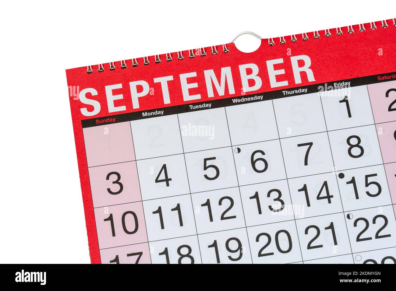 Calendar concept, month and dates with September selected Stock Photo ...