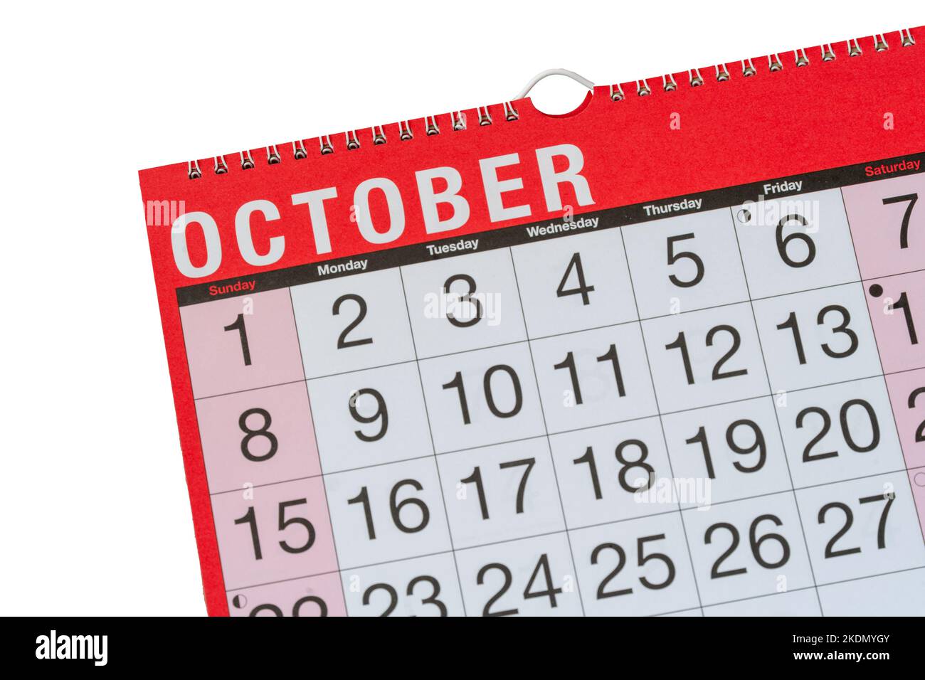 Calendar concept, month and dates with October selected Stock Photo - Alamy
