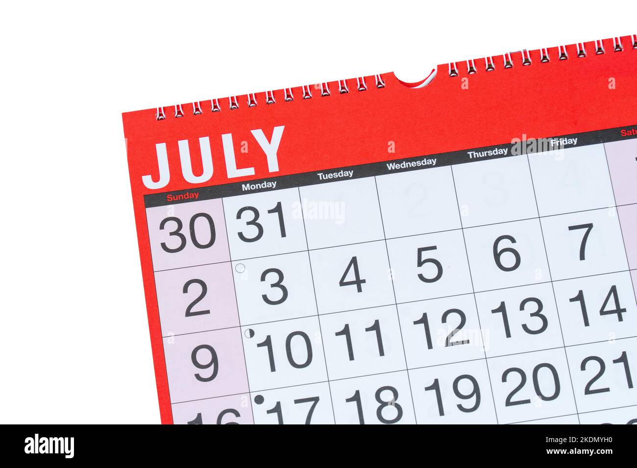 Calendar concept, month and dates with July selected Stock Photo - Alamy