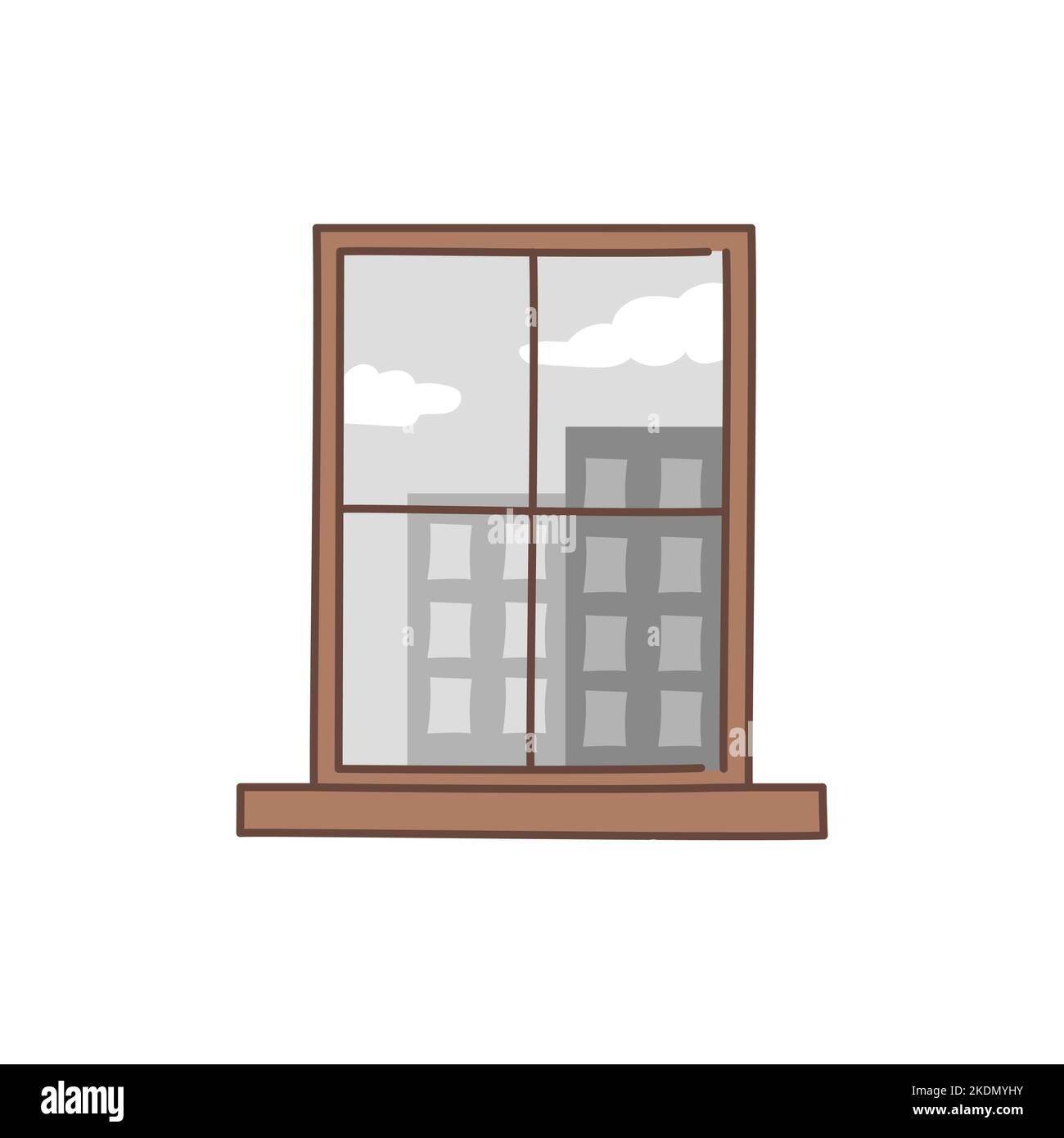 Gloomy weather outside the window color line icon. Pictogram for web ...