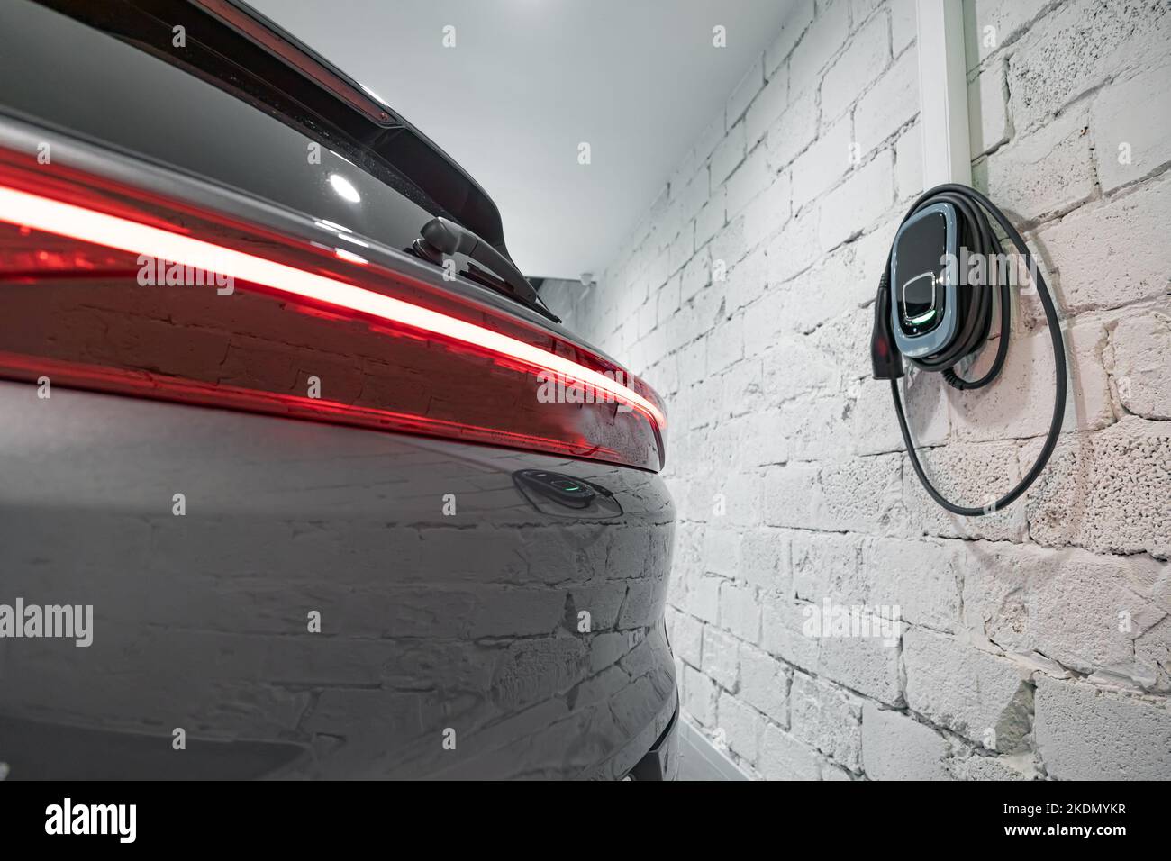 Charging station of a modern electric car. The back of the electric ...