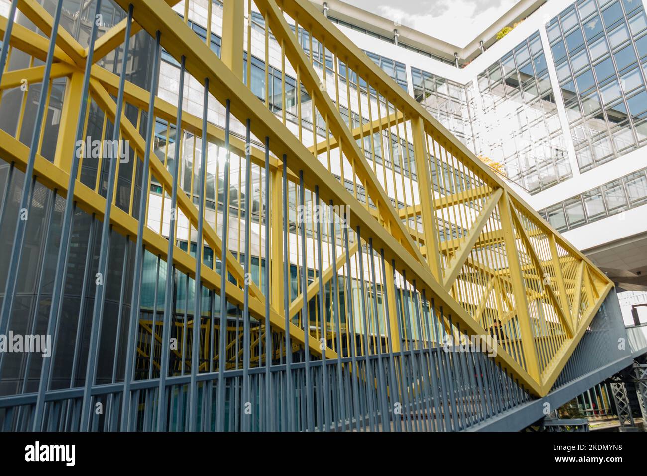 Gray and yellow metal construction of a modern city Stock Photo - Alamy