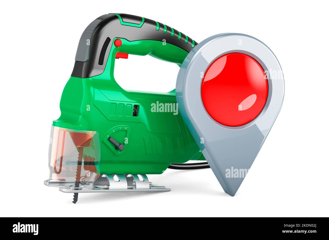 Jigsaw power with map pointer, 3D rendering isolated on white ...