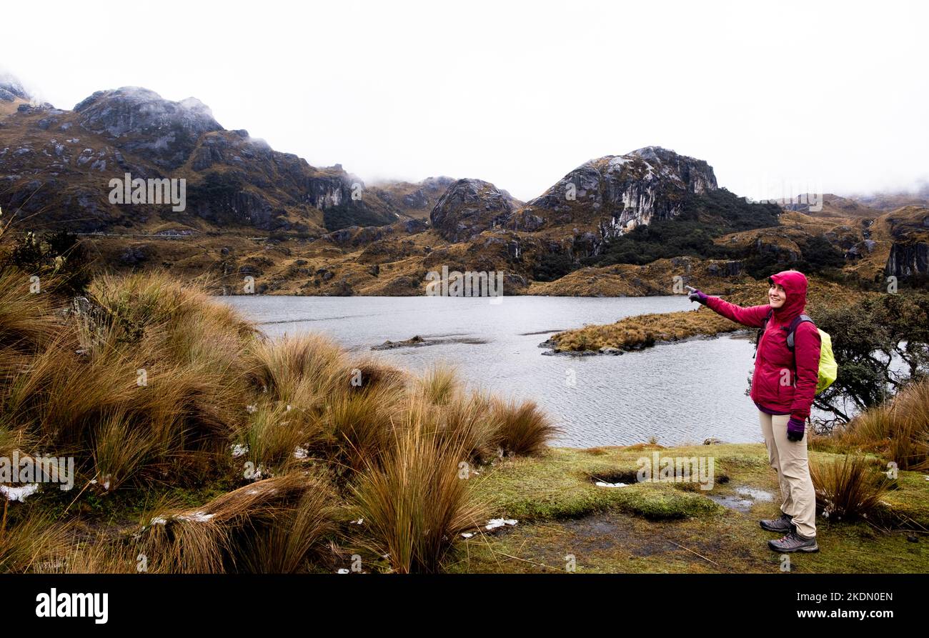 Female hiker pointing finger to valley hi-res stock photography and ...