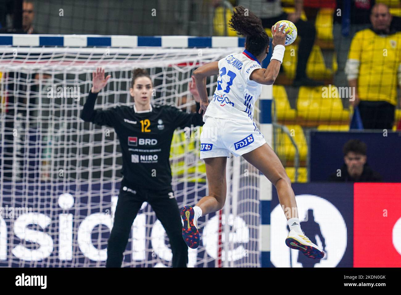 SKOPJE, MACEDONIA - NOVEMBER 7: Diana Ciuca of Romania, Estelle Nze ...