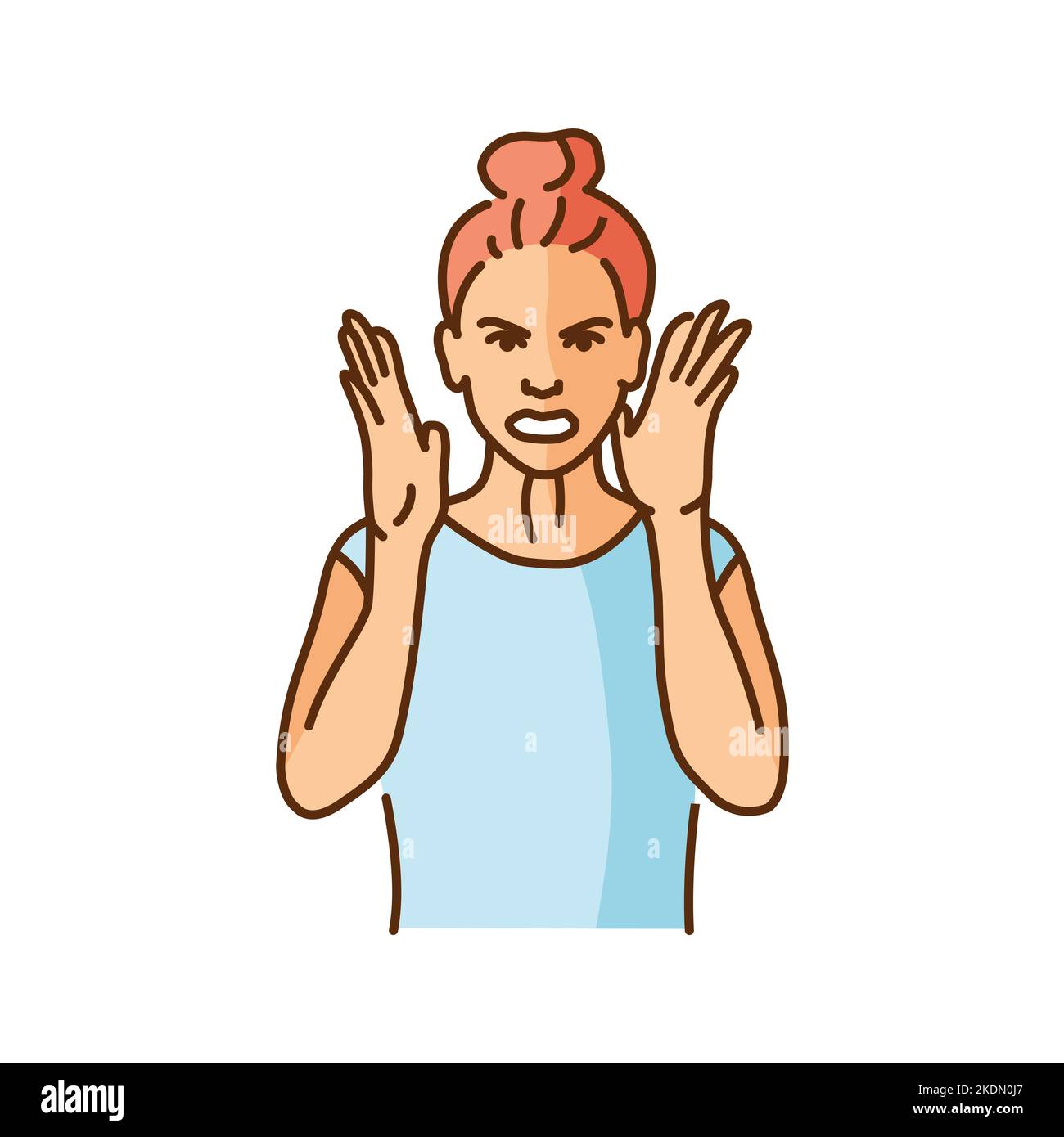 Evil girl in anger color line illustration Stock Vector Image & Art - Alamy