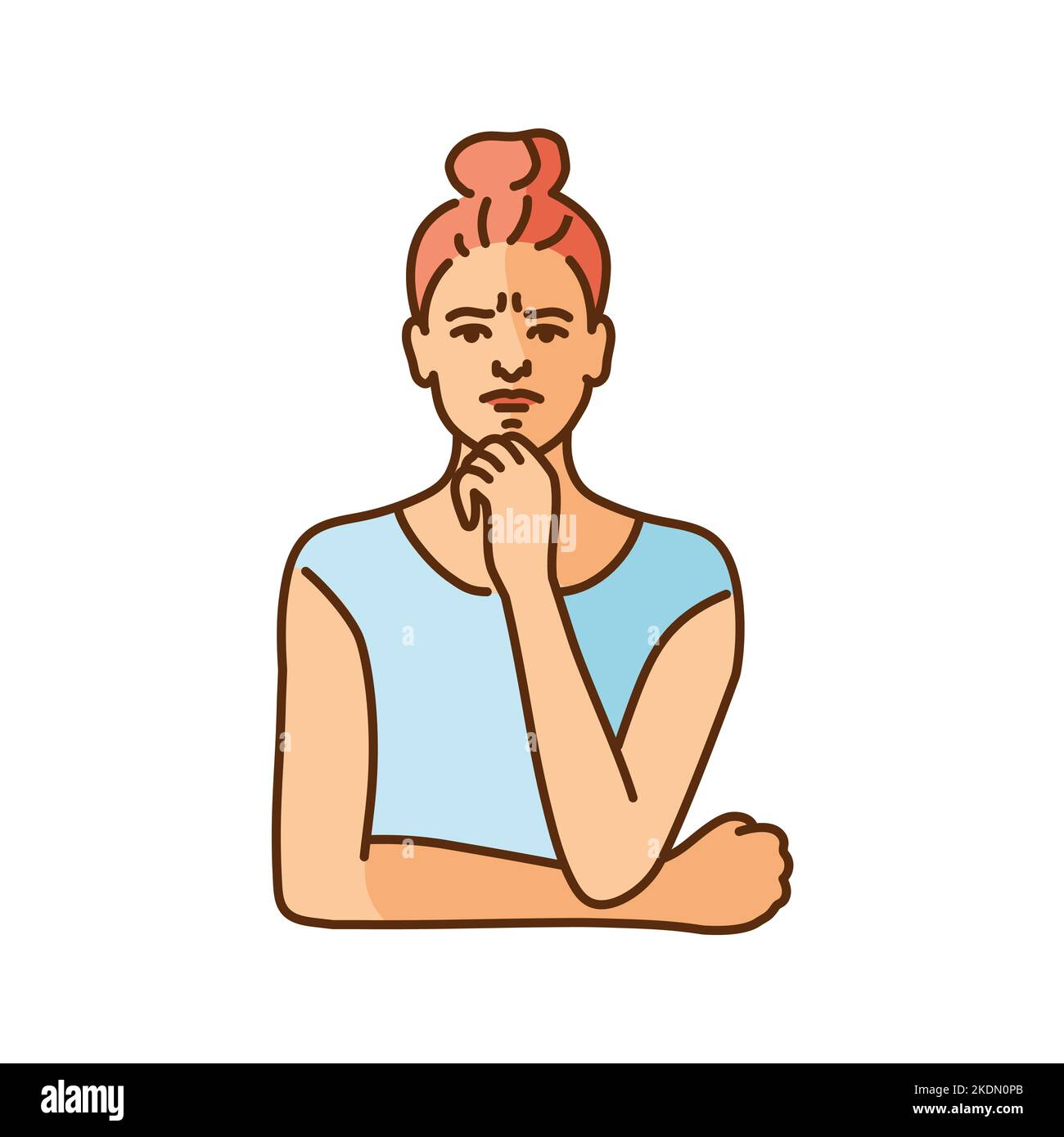 Female emotion of disgust color line illustration Stock Vector Image ...