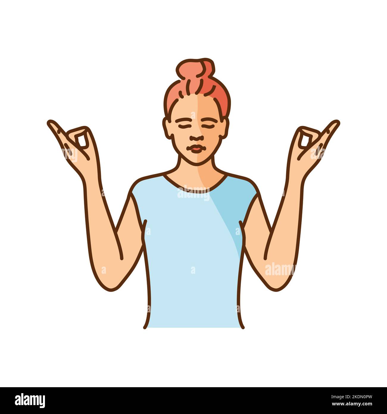 Calm girl color line illustration Stock Vector Image & Art - Alamy