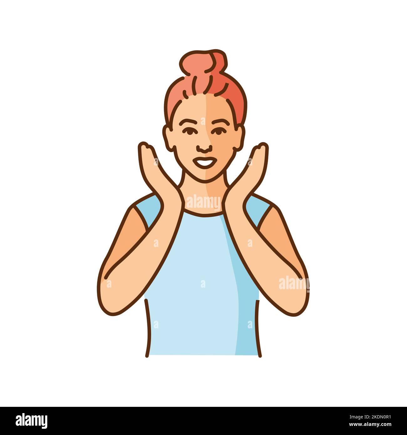 Joyful girl laughs color line illustration Stock Vector Image & Art - Alamy